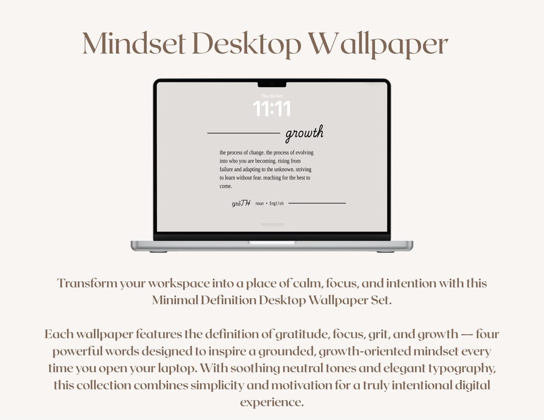 Mindset Desktop Wallpaper Set, Gratitude Focus, Neutral Tones (digital ...