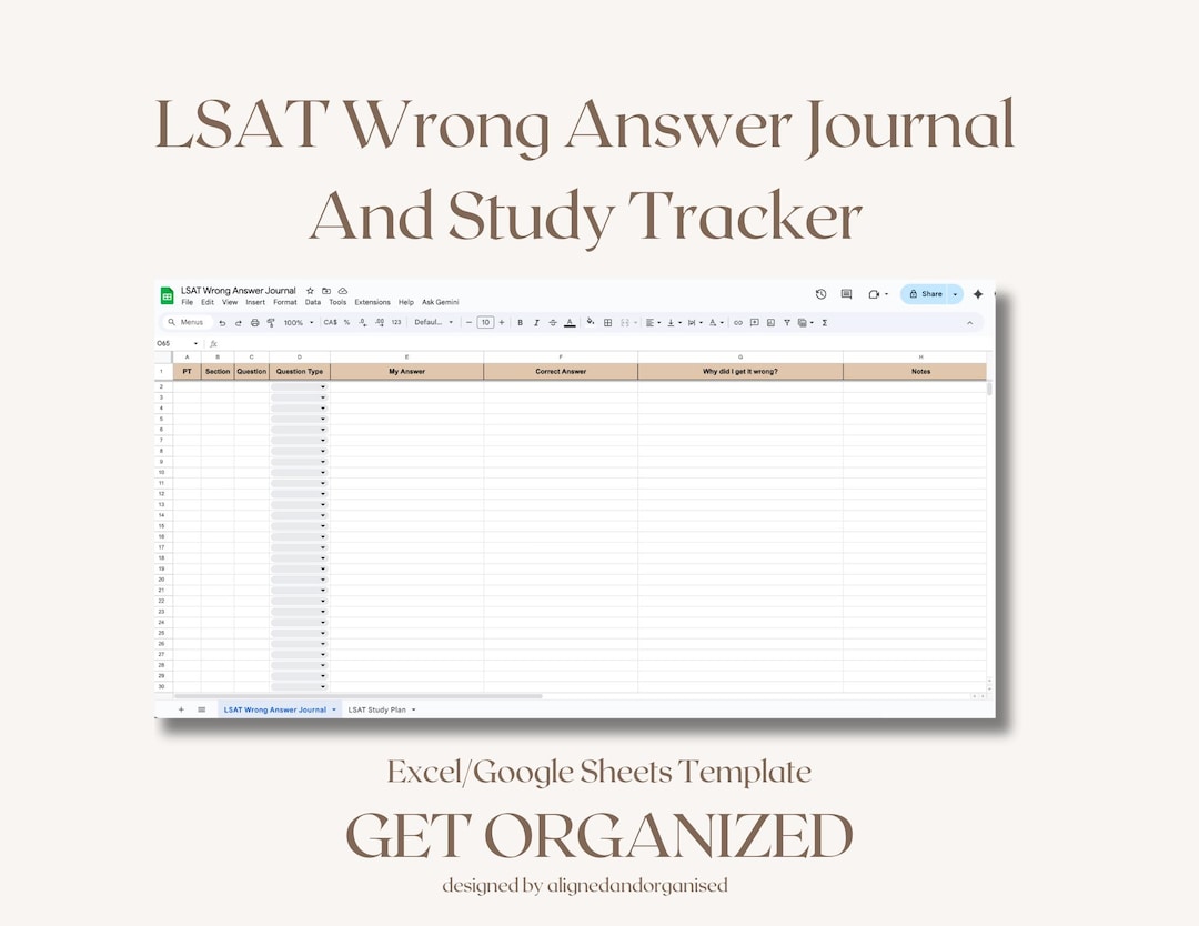 LSAT Study Plan, Wrong Answer Journal, Google Sheet + PDF Guide - Etsy