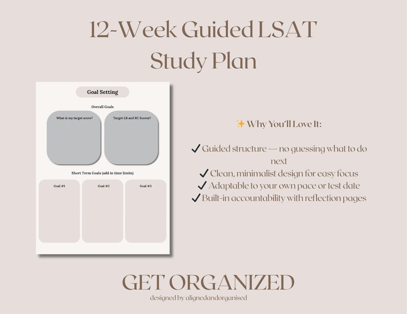 12-week LSAT Guided Study Planner, Printable Study Guide, LSAT ...