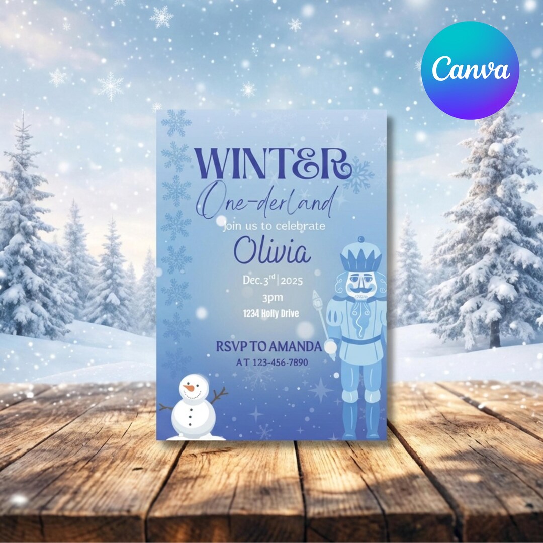 Winter One-derland Birthday Invitation | Nutcracker Snowflake (digital ...