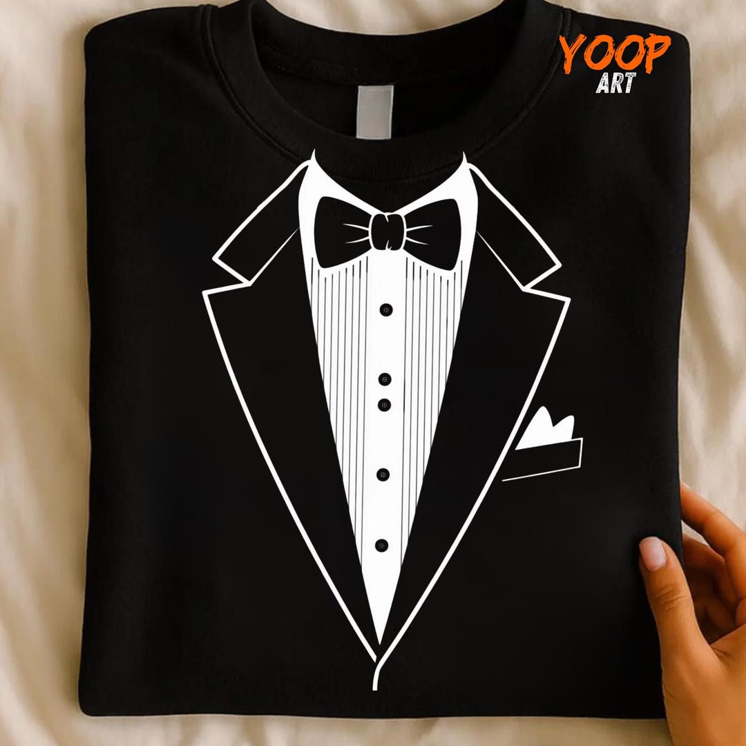 Minimalist Tuxedo Shirt PNG | Formal Suit Bowtie Sublimation Design ...