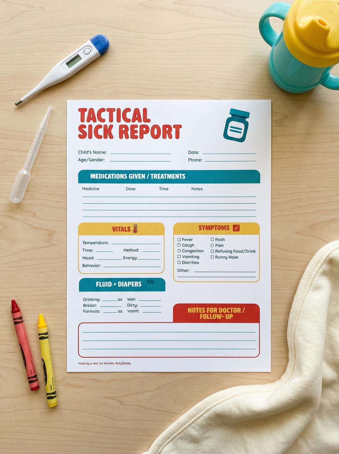 Baby Sick Day Tracker | Medication Log & Symptom Tracker | Pediatrician ...