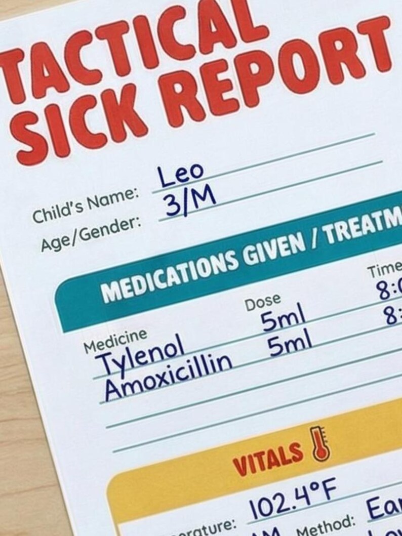 Baby Sick Day Tracker | Medication Log & Symptom Tracker | Pediatrician ...