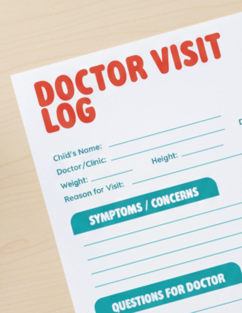Baby Doctor Visit Log, Medical Symptom Tracker, Pediatrician ...