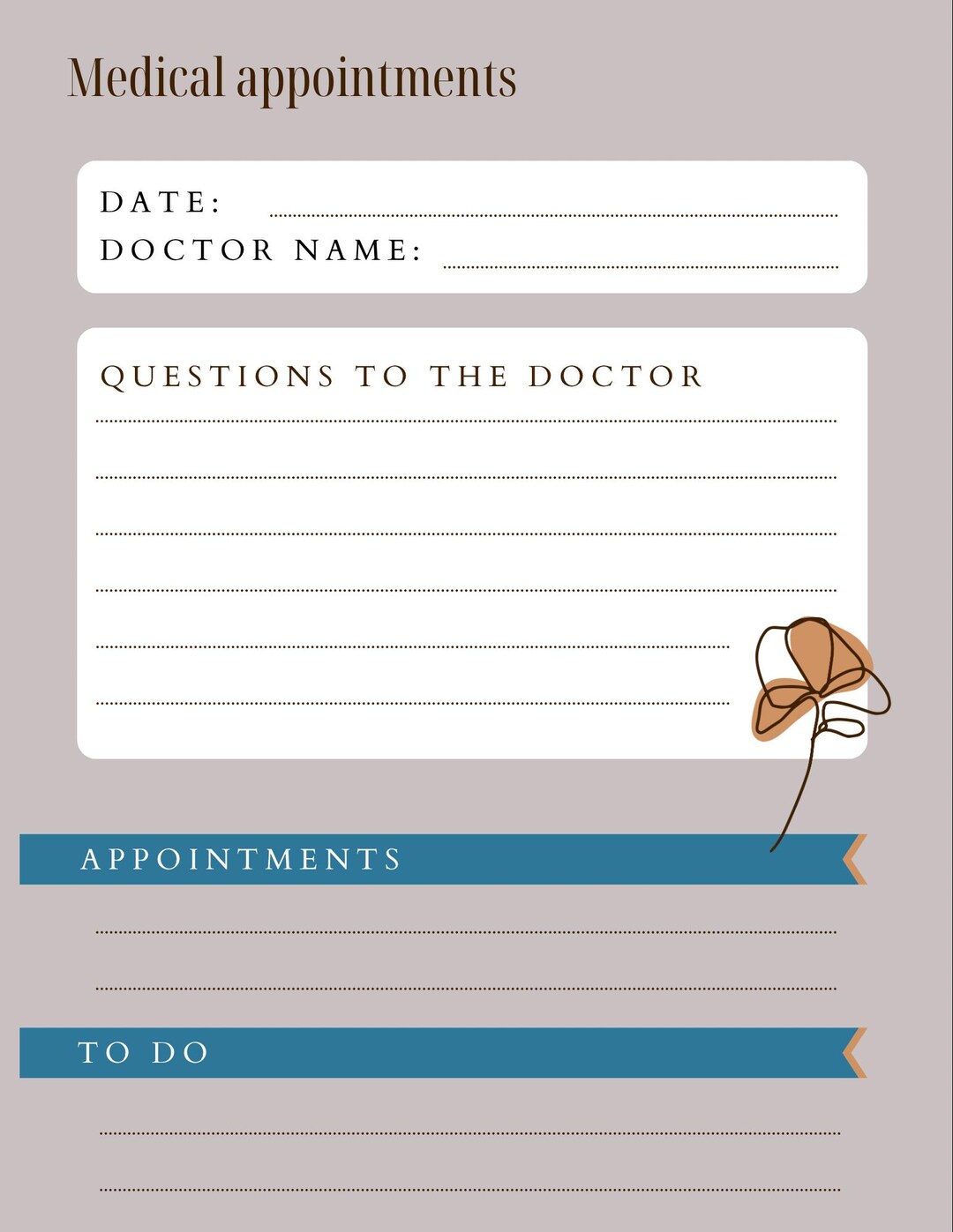 Doctor Appointment Tracker Printable Canva Template | Questions, To-dos ...
