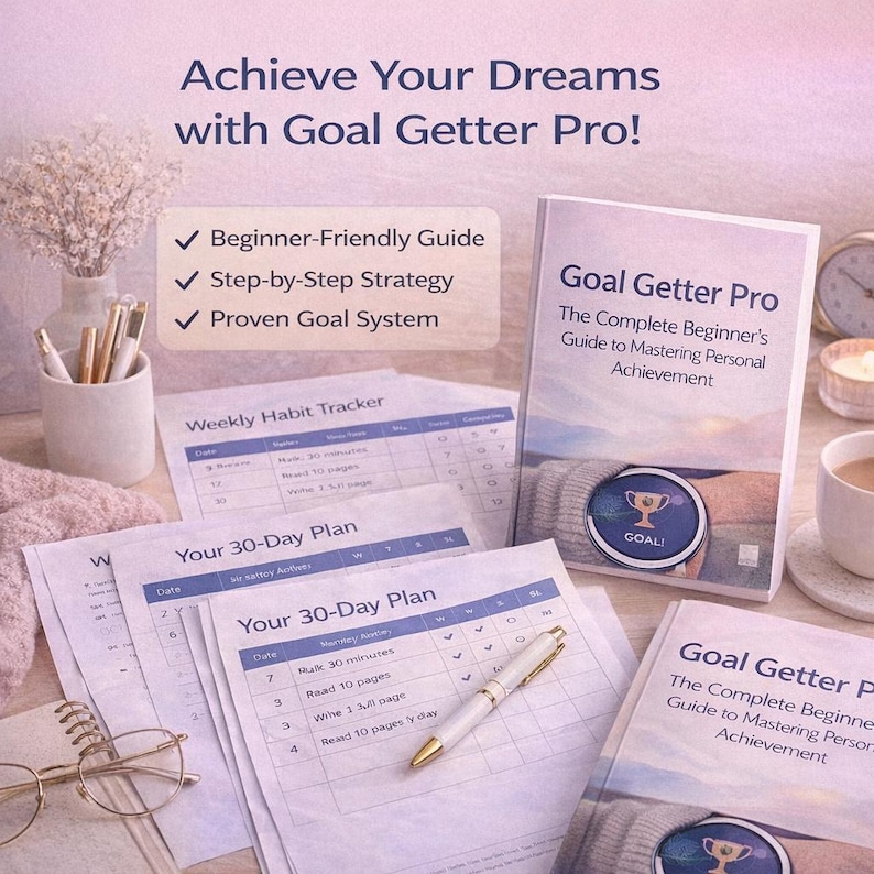 Goal Setting Workbook for Beginners Printable Planner With Trackers Worksheets and 30 Day Goal ...