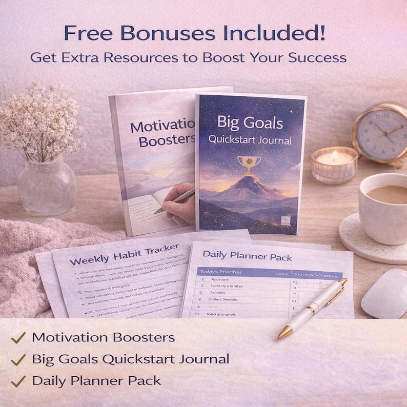 Goal Setting Workbook for Beginners Printable Planner With Trackers Worksheets and 30 Day Goal ...