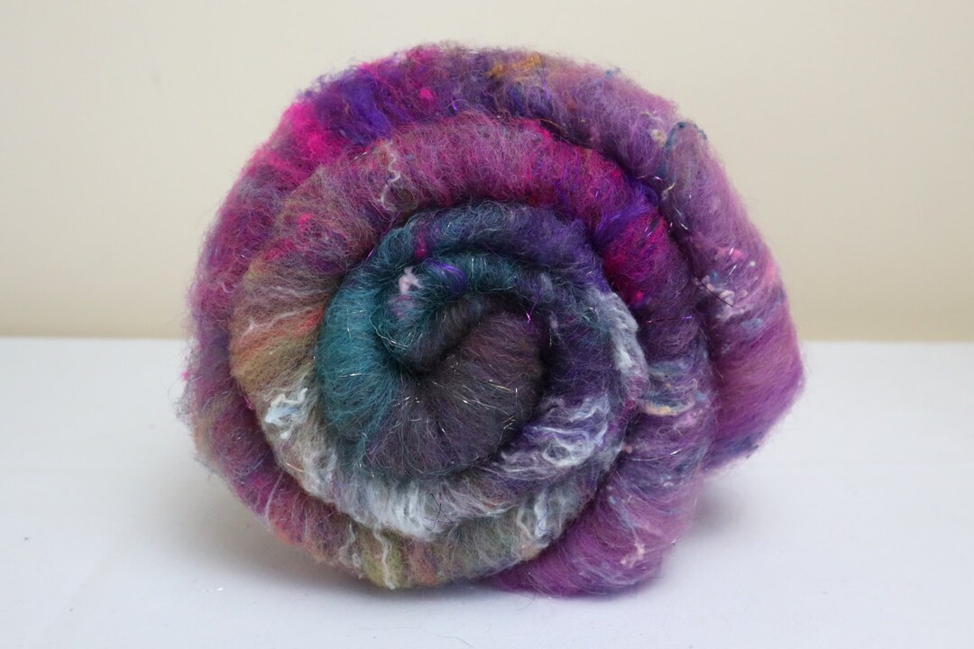 Wild Batt Ryeland Wool Sari Silk Camel Down Fiber Batts Hand Dyed 61g 2 ...