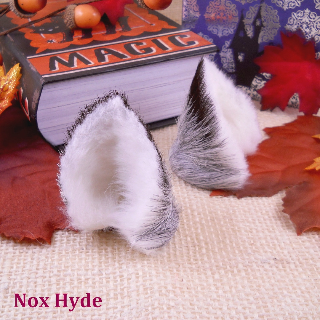 Fox Ears Small Realistic Gray Silver Leather Fur Cosplay Headband - Etsy