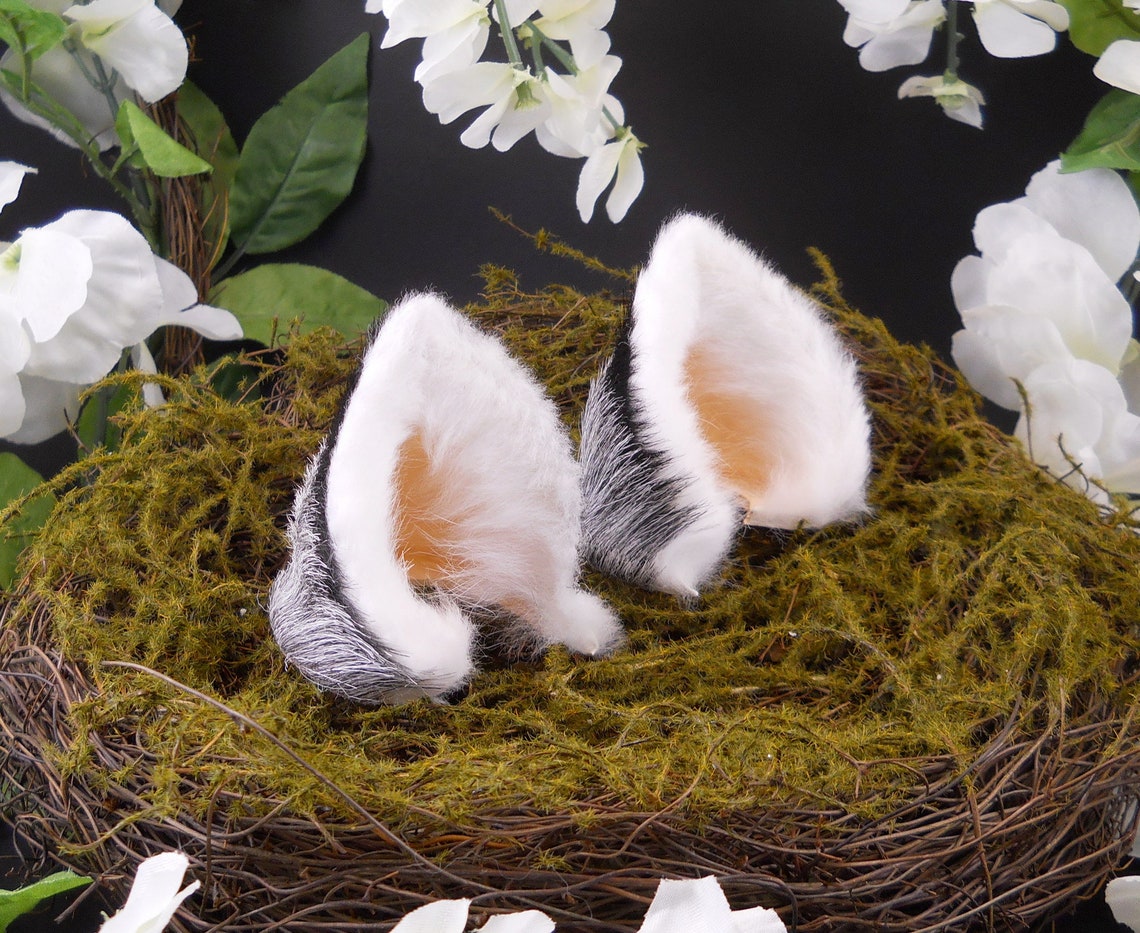 Silver Gray Fox Ears Fur Leather/ Realistic Cosplay Kitten Pet | Etsy