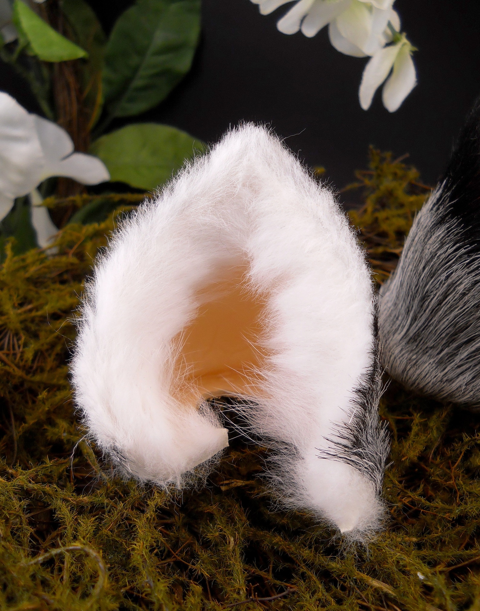 Silver Gray Fox Ears Fur Leather/ Realistic Cosplay Kitten Pet | Etsy