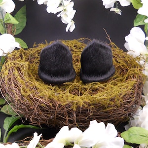 Sleek Black Cat Ears Fur Puffs Leather/ Realistic Cosplay Kitten Pet ...