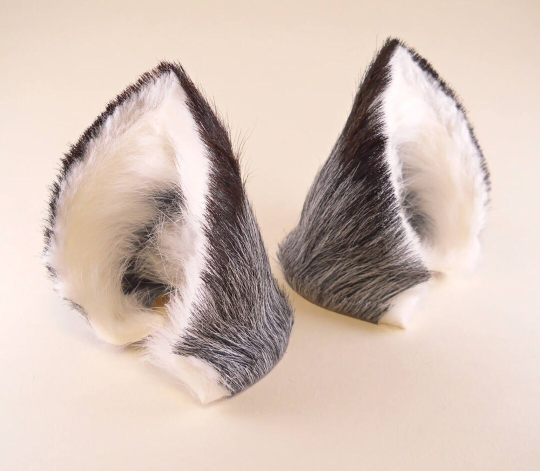 Zilvergrijze Fox oren bont leer realistische Cosplay huisdier - Etsy ...