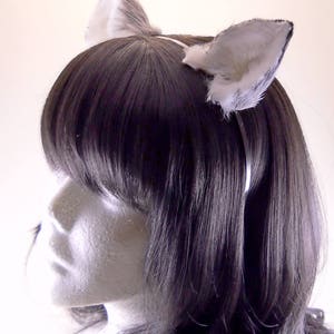 Fox Ears Small Realistic Gray Silver Leather Fur Cosplay Headband - Etsy