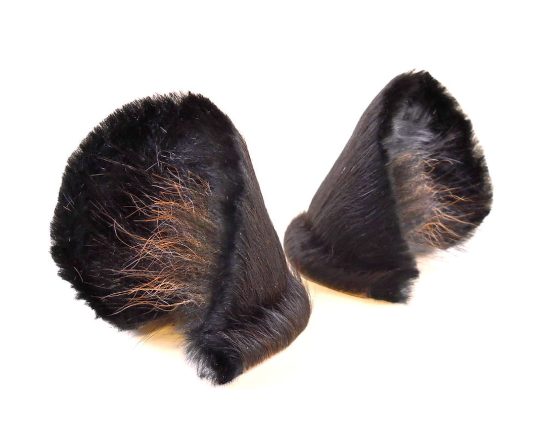 Panther Cat Ears Realistic Black Fur Leather Cosplay Headband - Etsy