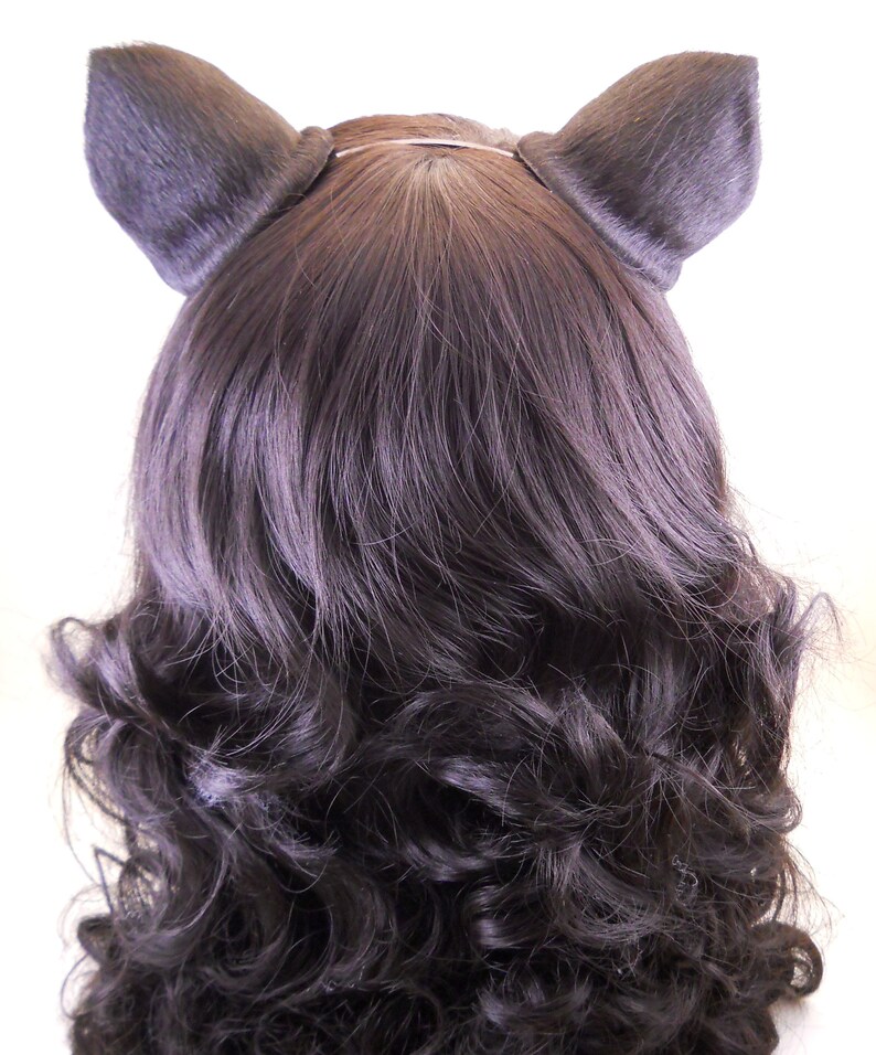 Sleek Black Cat Ears Fur Puffs Leather/ Realistic Cosplay | Etsy