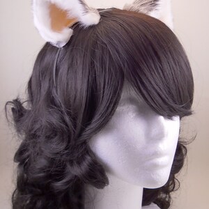 Silver Gray Fox Ears Fur Leather/ Realistic Cosplay Kitten Pet Play ...
