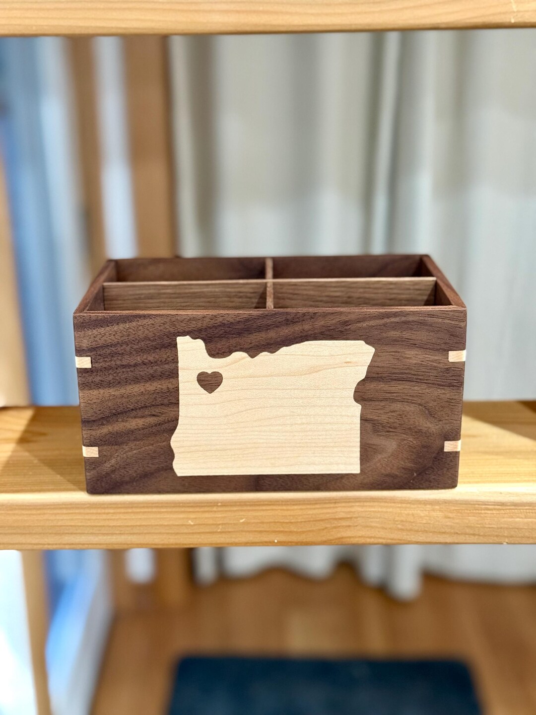 Walnut Keepsake Box With Maple Oregon Inlay and Matching Splines - Etsy