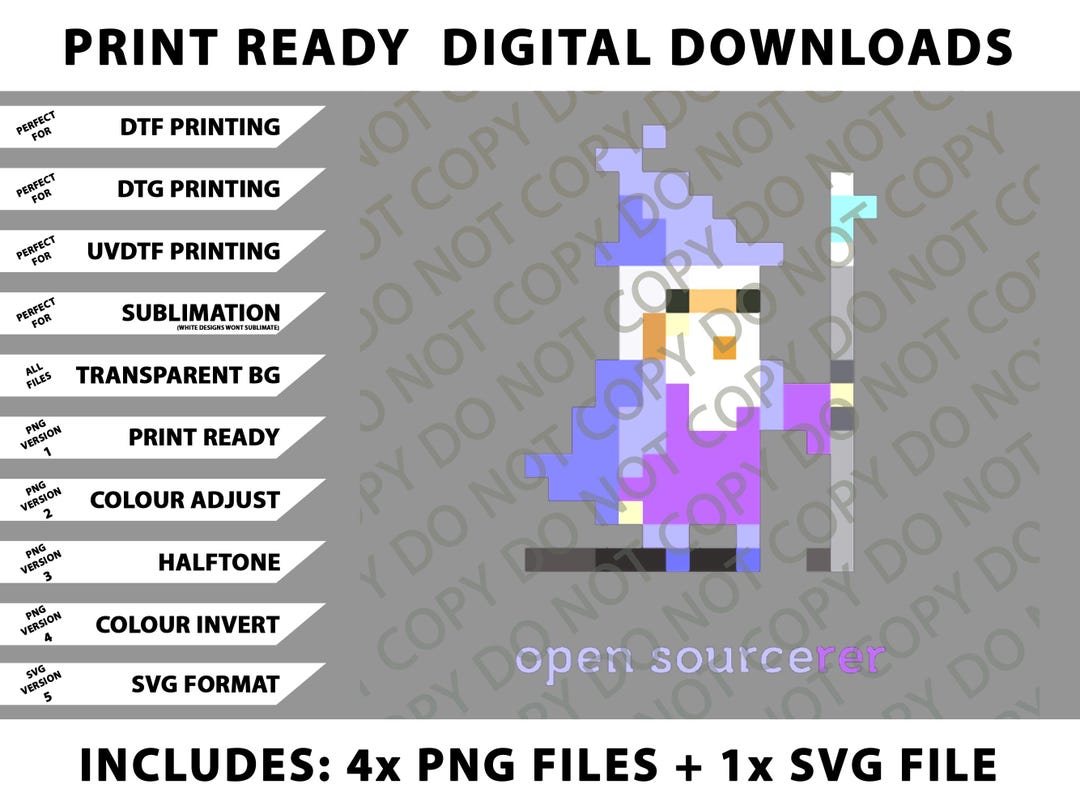 8-bit Open Source Sorcerer - Programming Png Bundle, SVG Files, Digital ...