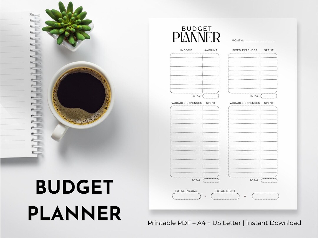 Budget Planner (english + Spanish) | A4 & US Letter | Income, Fixed and ...
