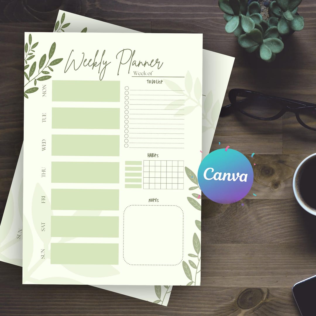 Editable Weekly Planner Template: Printable Productivity Organizer ...