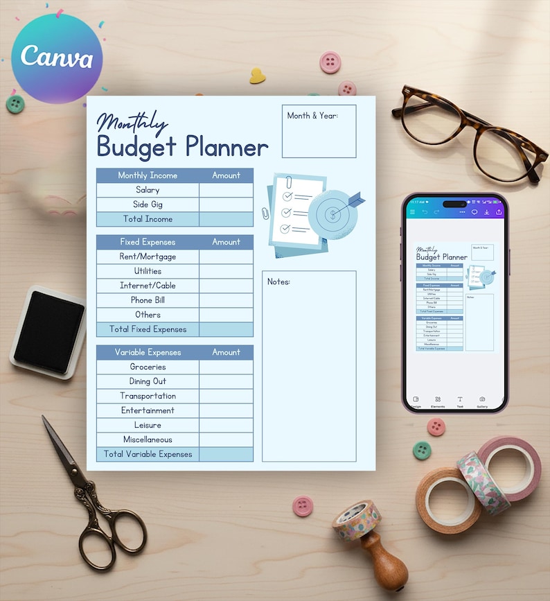 Editable Monthly Budget Planner Template: Printable Income Expense ...