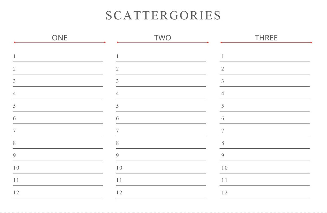 Scattergories Scorecard Printable | Instant Download Game Night PDF ...