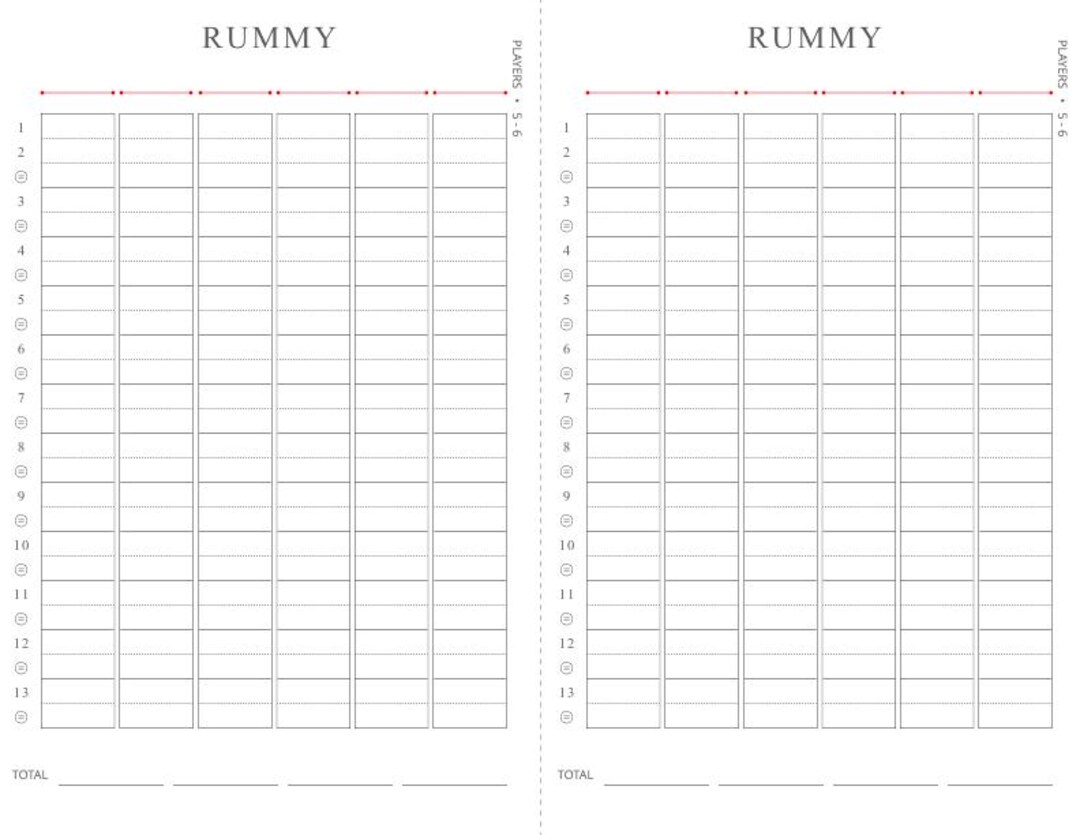 Rummy Scorecard Printable | Instant Download Game Night PDF - Etsy