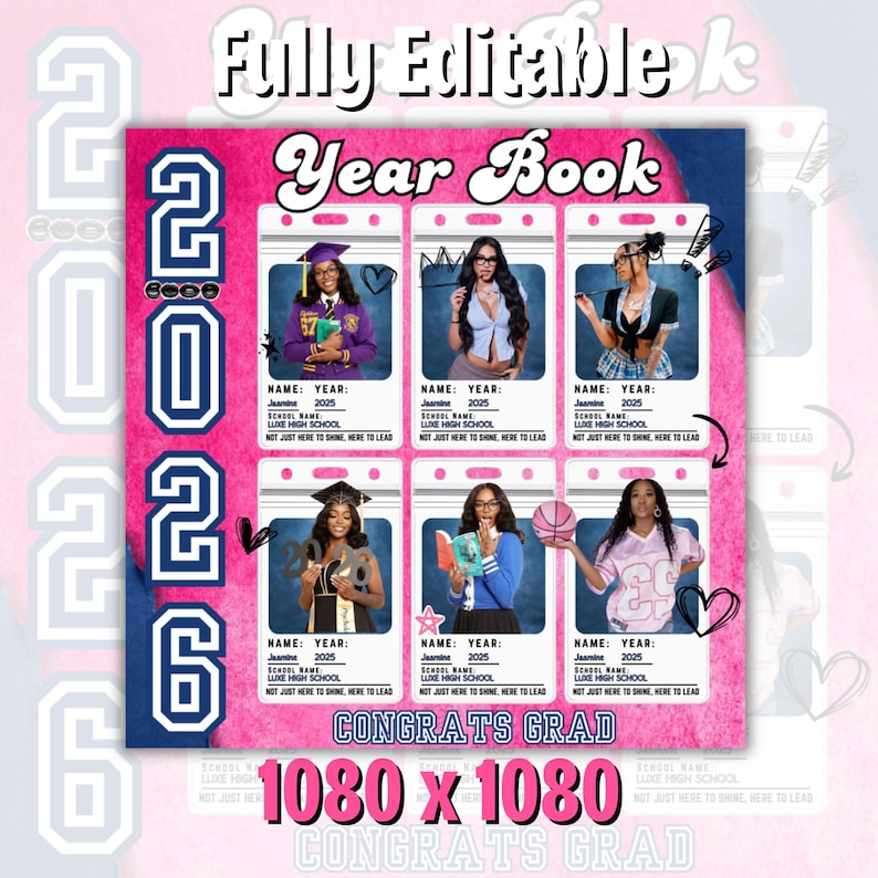 Graduation Yearbook Template 2026, Editable Canva Grad Flyer, Senior ...