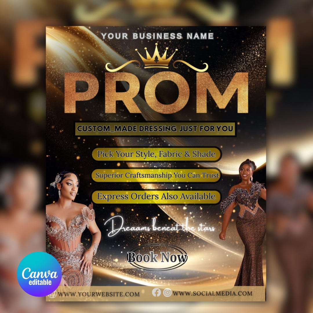 Prom Booking Flyer Template, Prom Dress Flyer, Prom Fashion Flyer, Prom ...