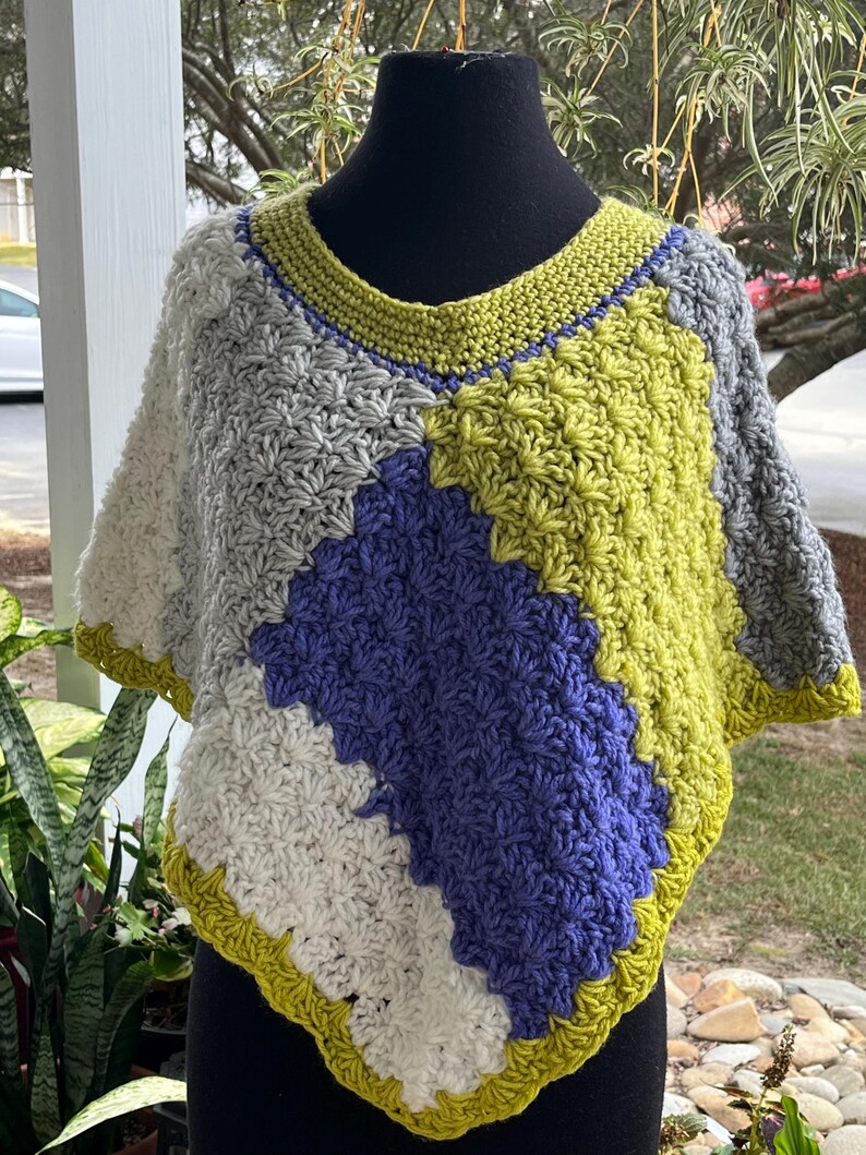 Child’s Handmade Crochet Patchwork Poncho - Etsy