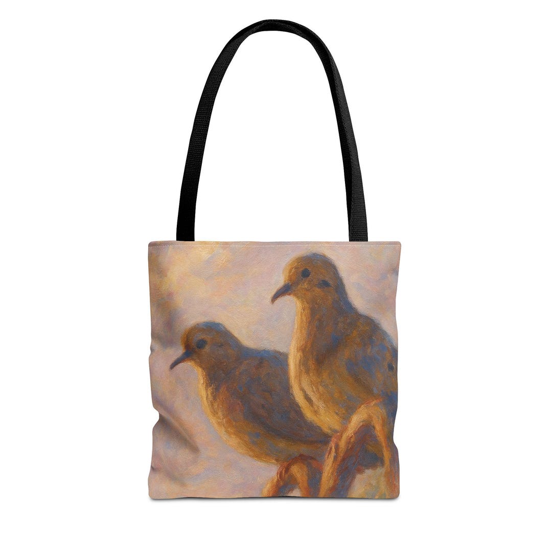 Mourning Doves Tote Bag - Impressionist Bird Art AOP, Nature-inspired ...
