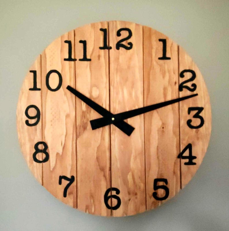 Handmade Real Solid Wood Wall Clock: Colonial Maple Stain, Typewriter ...