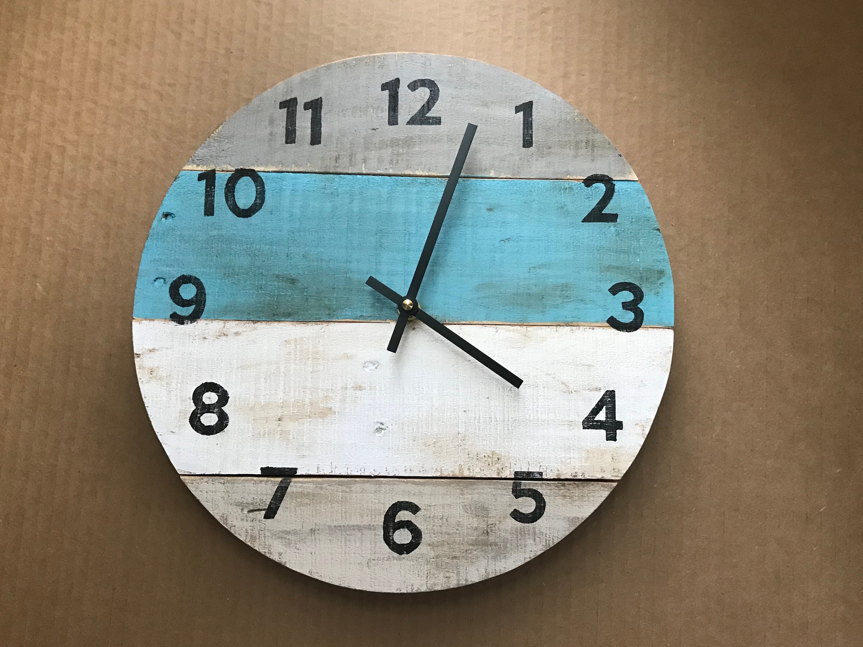 Wall Clock in a Beach House Style Made From Reclaimed Pallet | Etsy