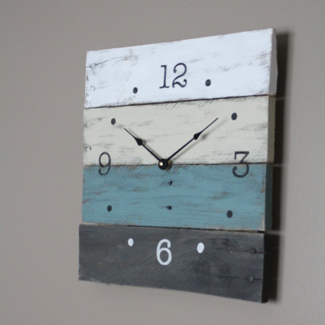 Painted Wood Wall Clock in Coastal Chic Style Beach Clock in | Etsy