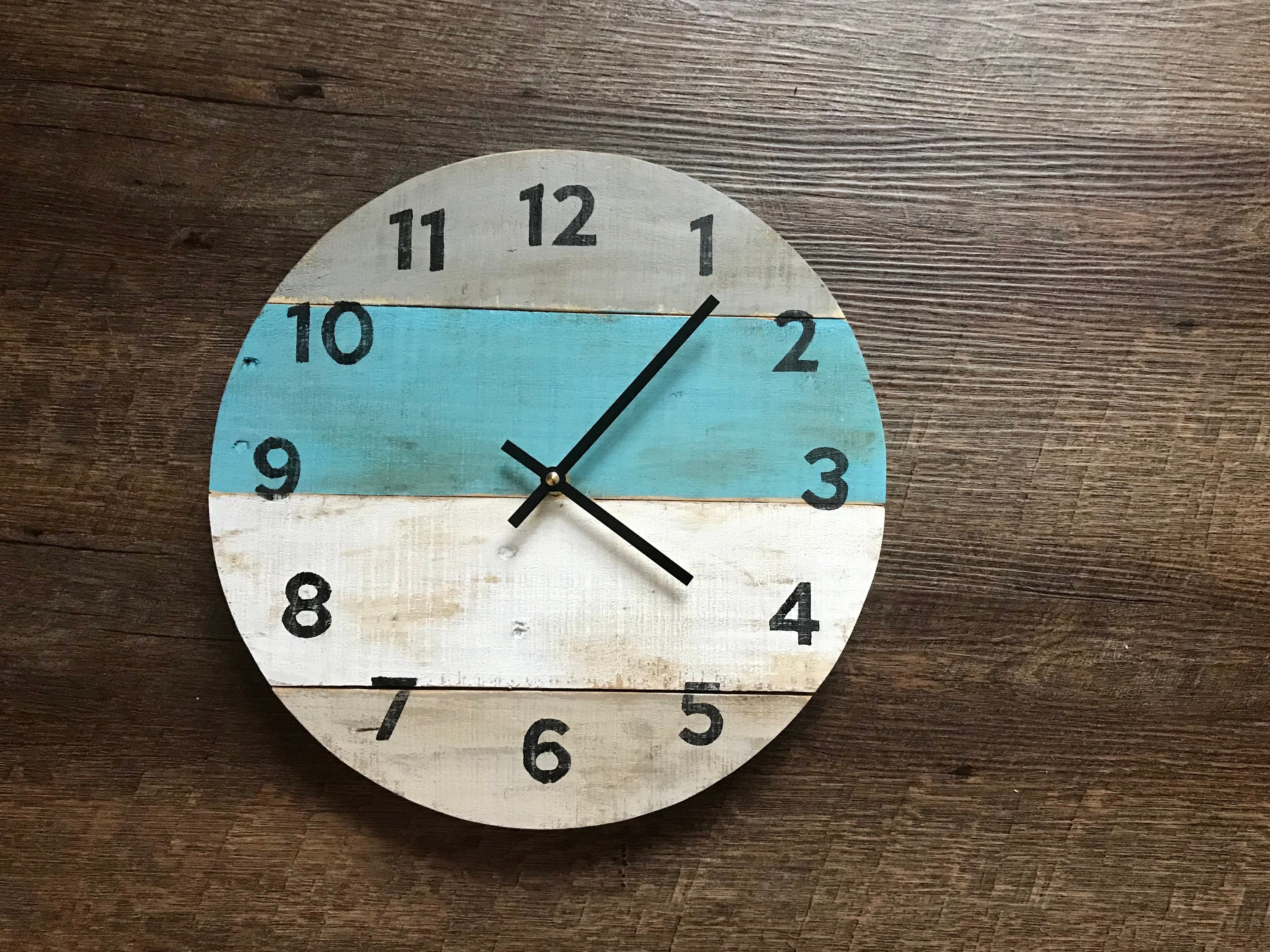 Wall Clock in a Beach House Style Made From Reclaimed Pallet | Etsy