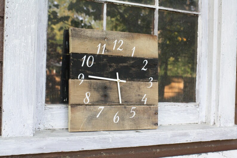 Wood Wall Clock Handcrafted in Black and White Farmhouse Clock - Etsy