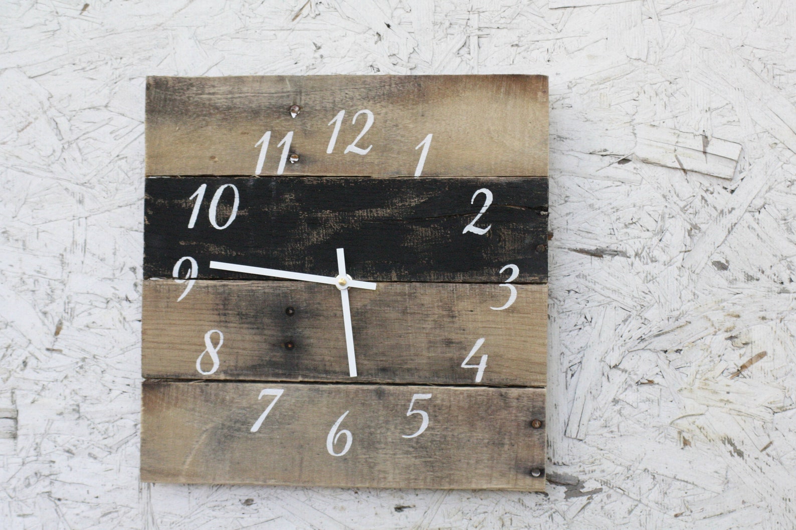 Wood Wall Clock Handcrafted in Black and White Farmhouse Clock - Etsy