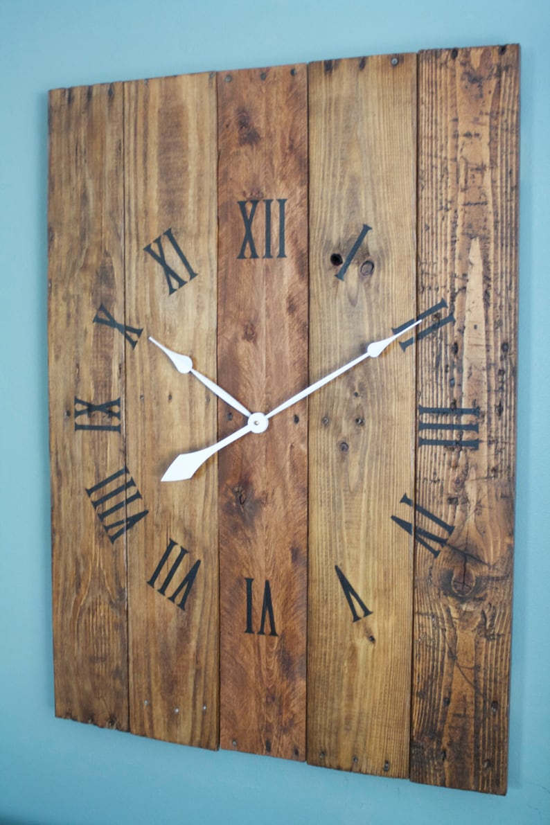 Large Rectangular Wall Clock 36 by 26 Pallet wood | Etsy