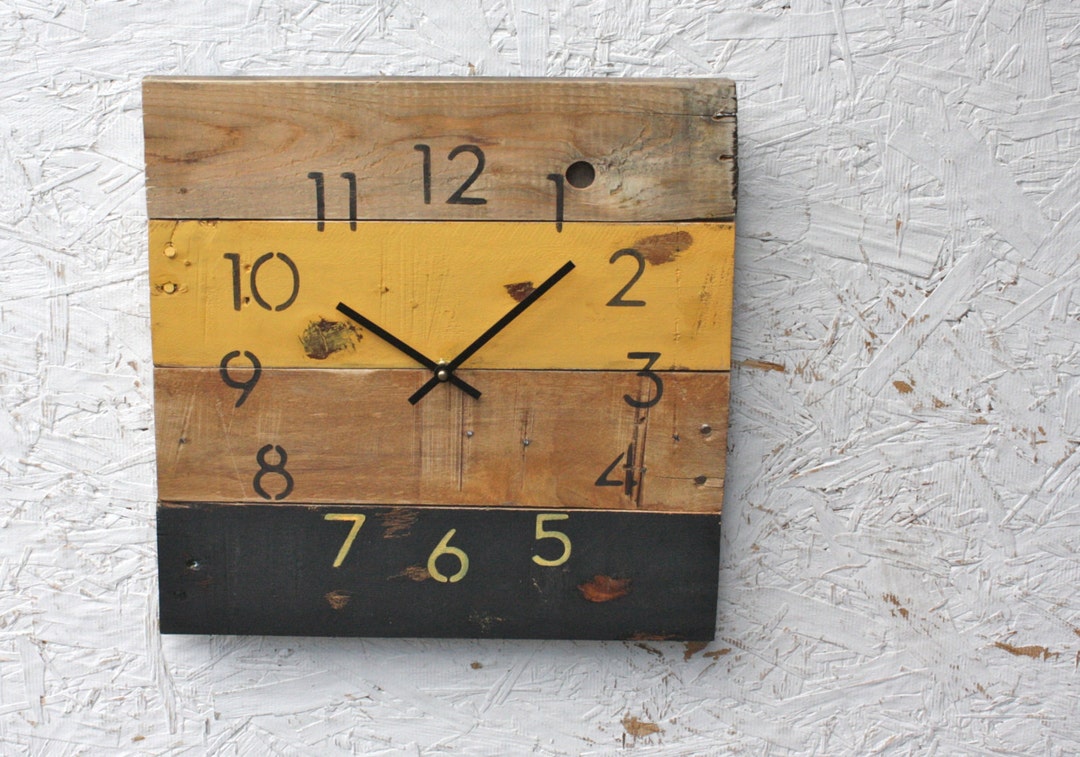 Reclaimed Pallet Wood Wall Clock Modern Numbers Pittsburgh - Etsy