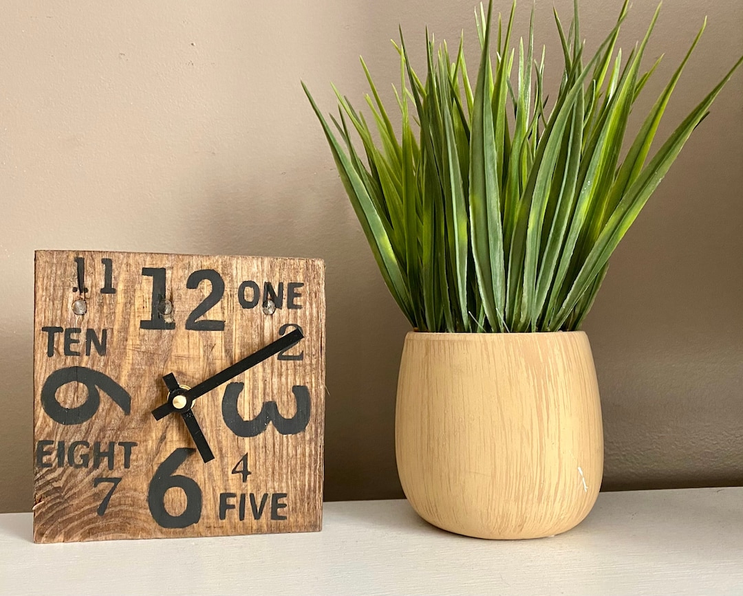 Modern Desk Clock, Bookshelf Decor, Table Clock, Artisan Wood Clock ...