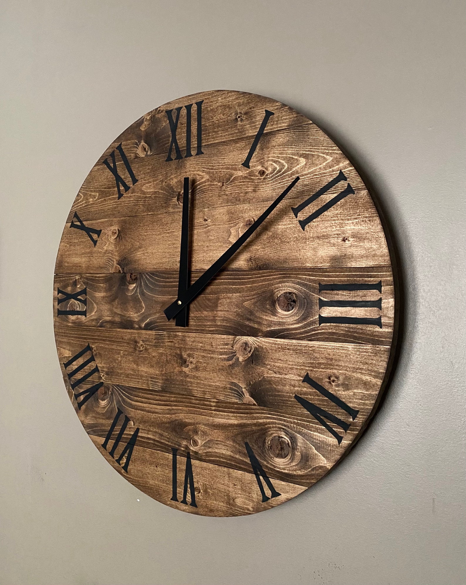 Large Modern Farmhouse Clock in Warm Coffee Stain Rustic - Etsy
