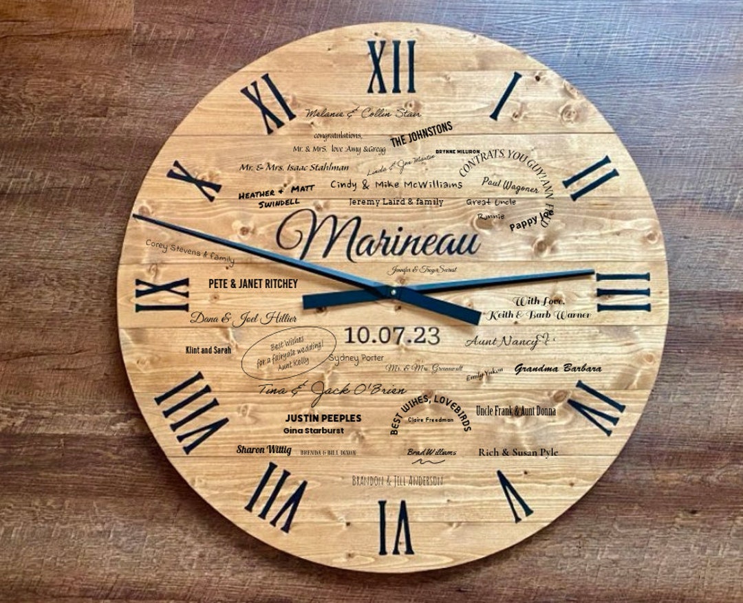 Oversized Wood Wedding Guestbook Clock: Rustic Personalized Decor - Etsy