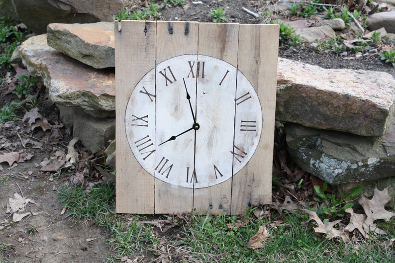 Farmhouse Wood Wall Clock, Country Home Decor, Rectangular With ROUND ...