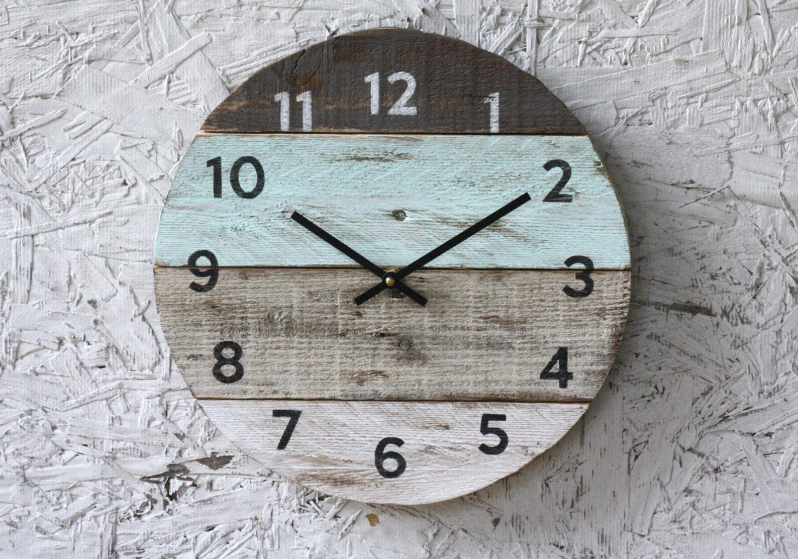 Coastal Wall Clock for Beach House or Farmhouse Decor, Custom Reclaimed ...