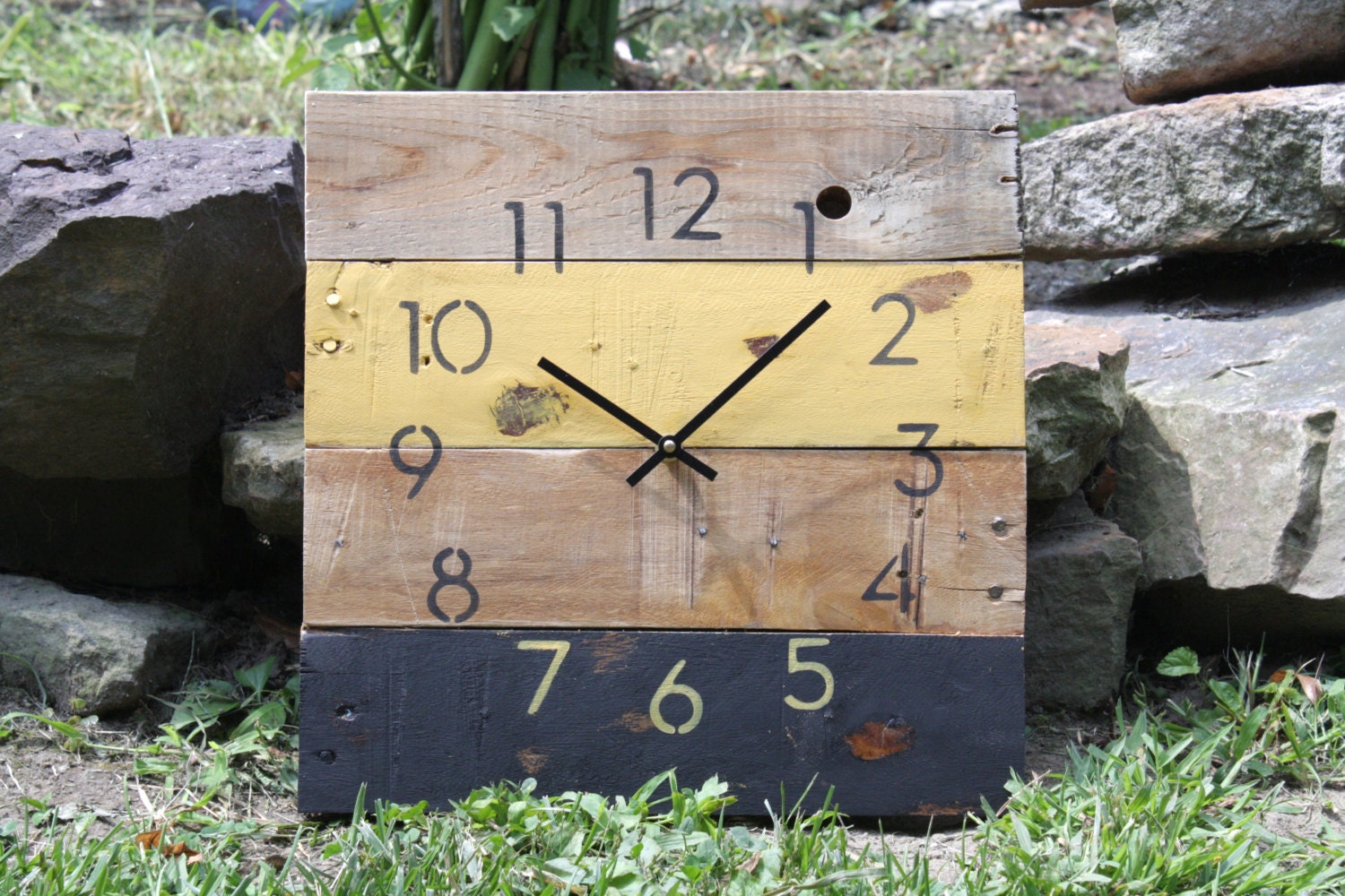 Reclaimed Pallet Wood Wall Clock Modern Numbers Pittsburgh - Etsy