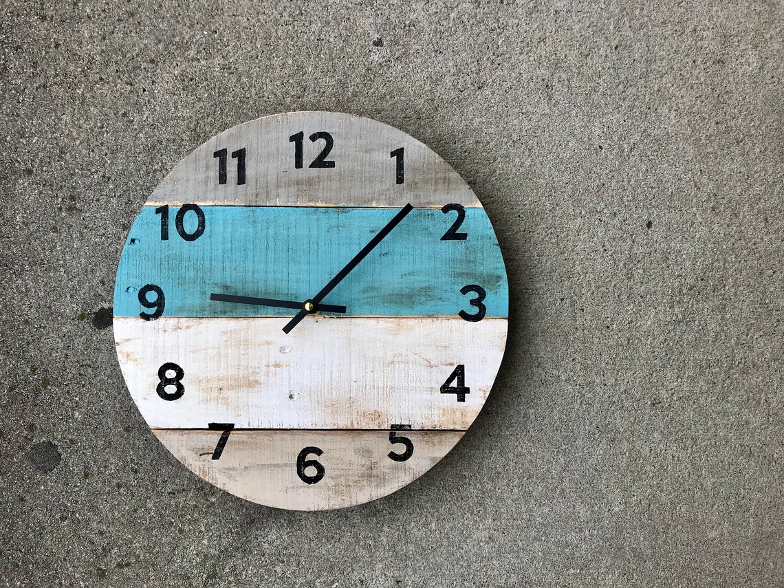 Wall Clock in a Beach House Style Made From Reclaimed Pallet | Etsy