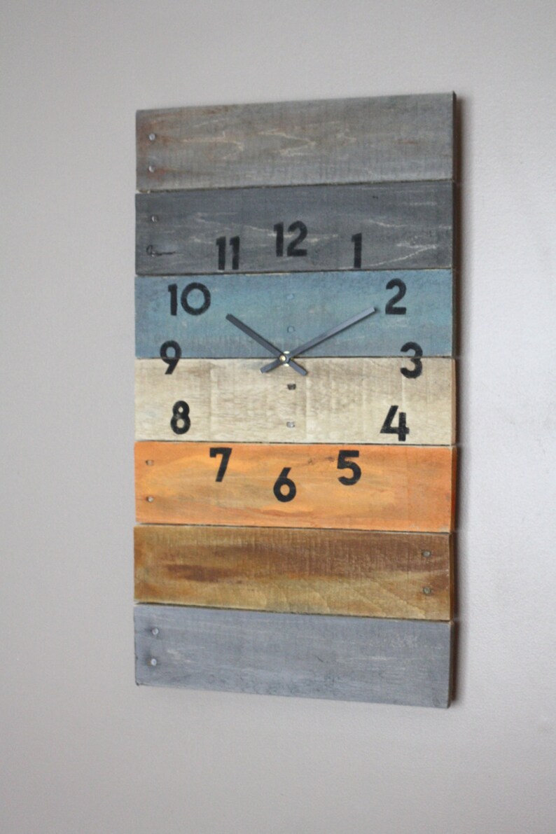 RECTANGULAR Reclaimed Wood Wall Clock Modern Coastal Decor - Etsy