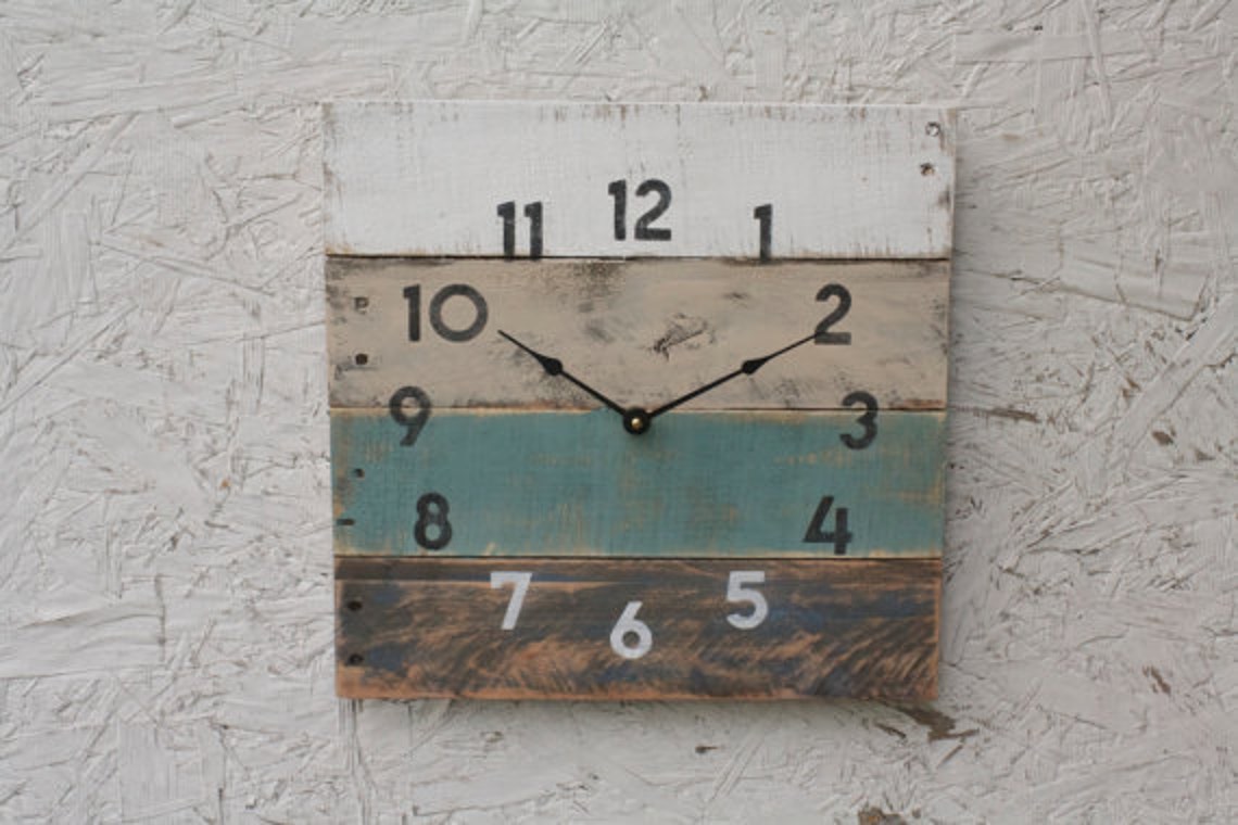 Wood Wall Clock Rustic Modern Farmhouse Style Beach House - Etsy