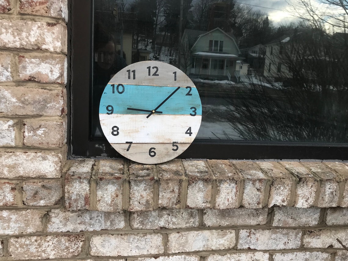 Wall Clock in a Beach House Style Made From Reclaimed Pallet | Etsy